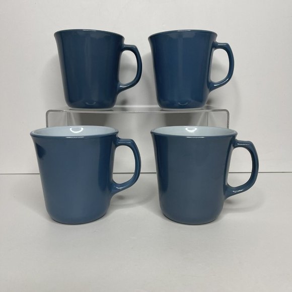Pyrex | Dining | Vintage Pyrex Slate Blue Milk Glass Coffee Tea Mug Set ...